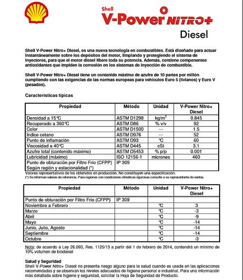 Combustible V-power Nitro + Diesel Bio Shell - Agroads